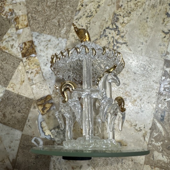 Glass Baron | Art | Glass Baron Carousel Figurine With Gold Trim ...